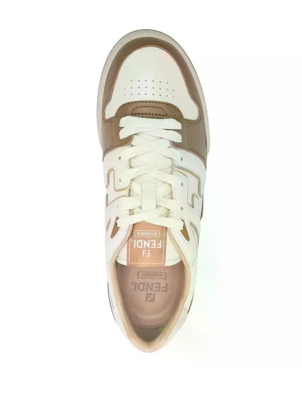 Fendi Ff-appliqué Leather Sneakers - Neutrals