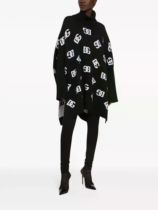 Dolce & Gabbana Logo-jacquard Roll-neck Poncho