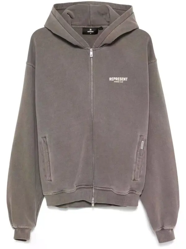 REPRESENT Logo-print Hoodie - Grey