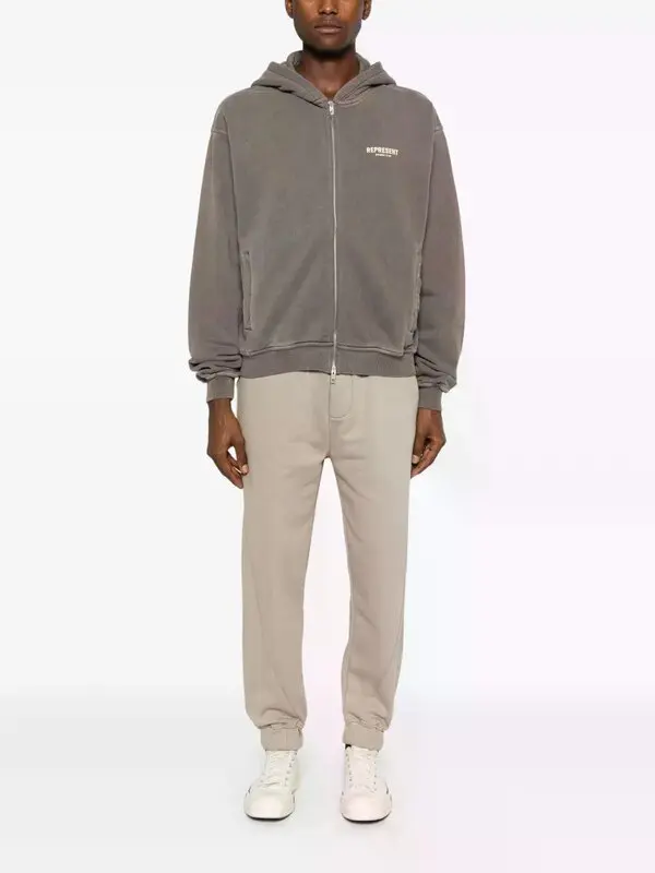 REPRESENT Logo-print Hoodie - Grey