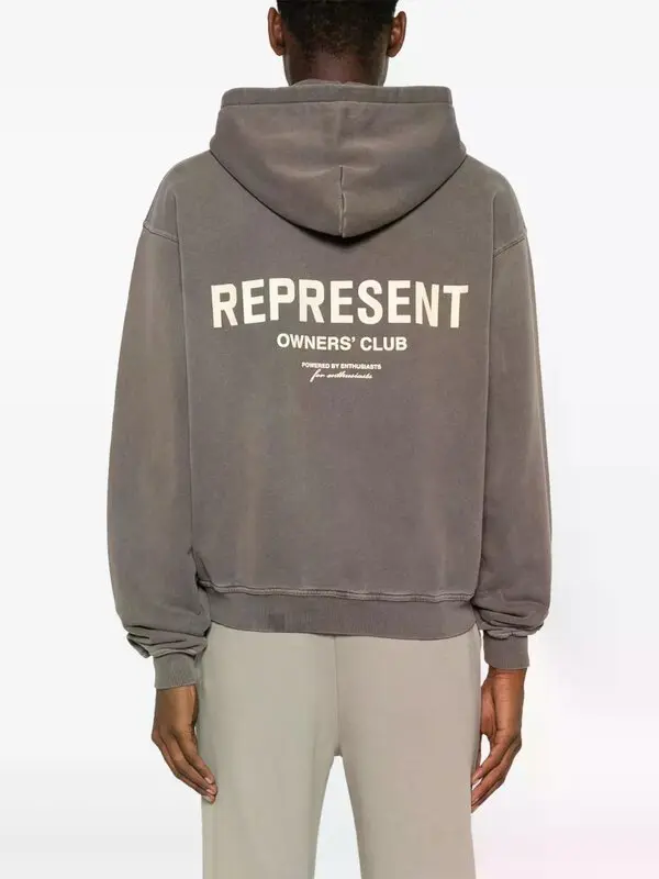 REPRESENT Logo-print Hoodie - Grey