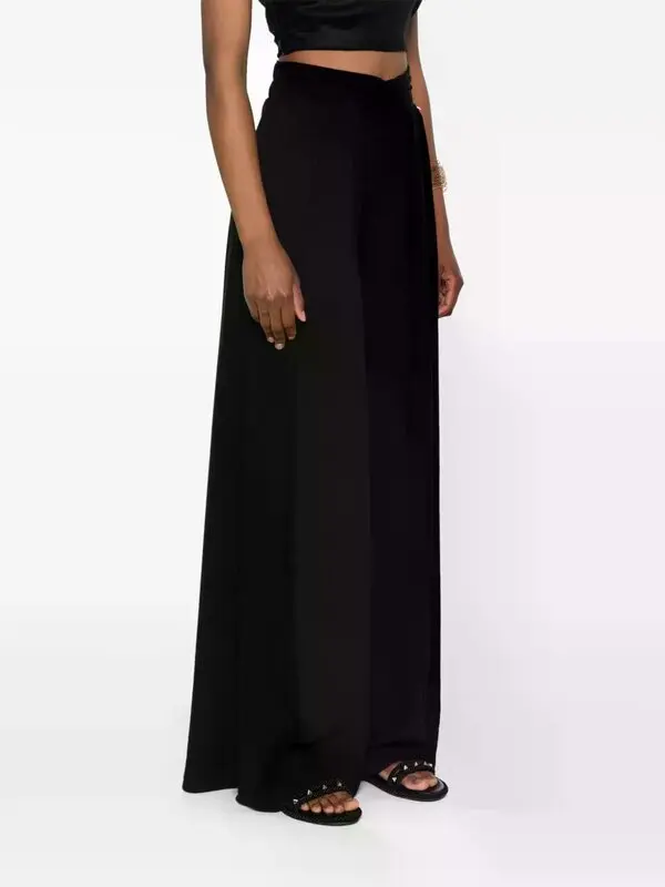 NISSA Gathered Detailing Palazzo Pants - Black