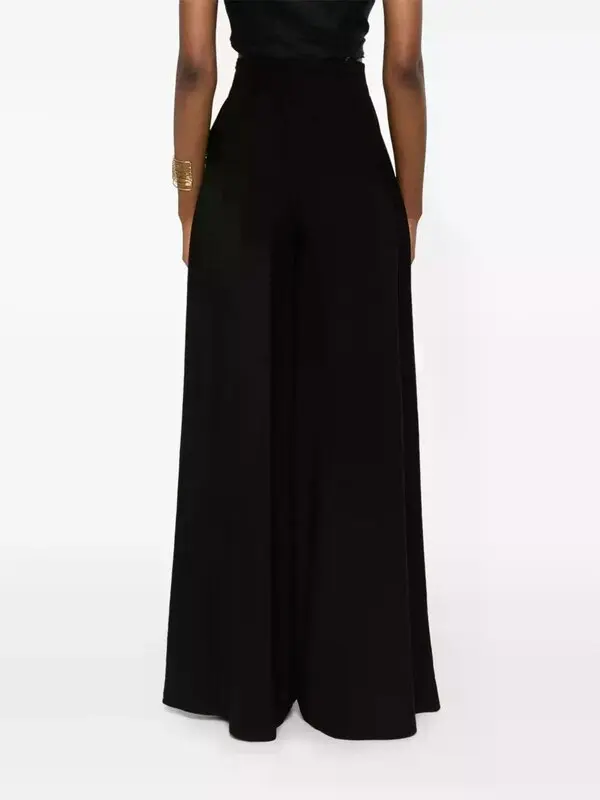 NISSA Gathered Detailing Palazzo Pants - Black