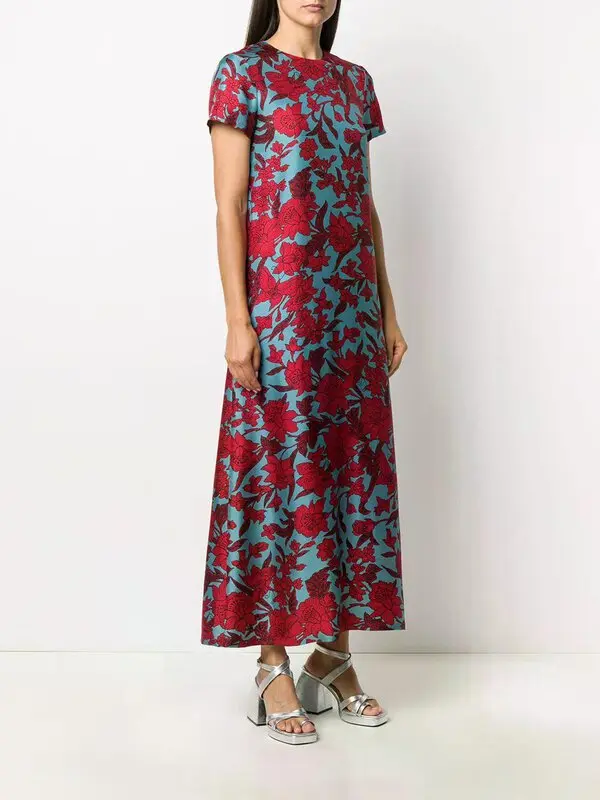 La DoubleJ Floral Print Swing Dress - Red