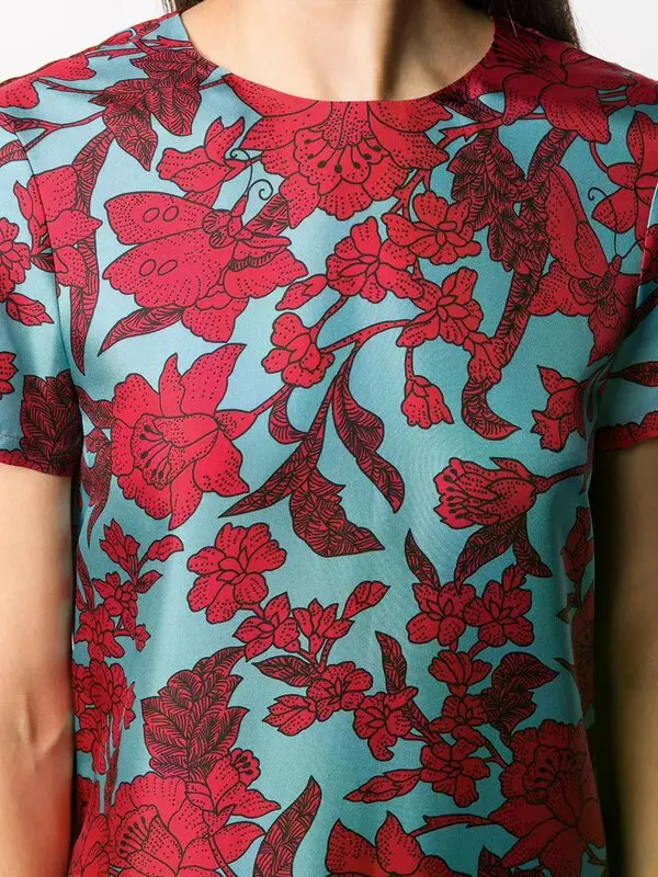 La DoubleJ Floral Print Swing Dress - Red