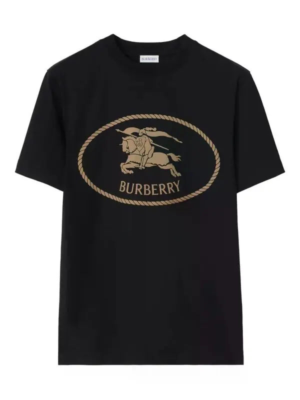 Burberry Knight-stamp Cotton T-shirt - Black