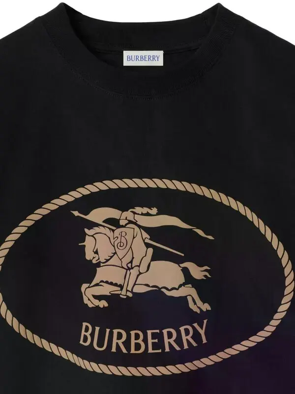 Burberry Knight-stamp Cotton T-shirt - Black