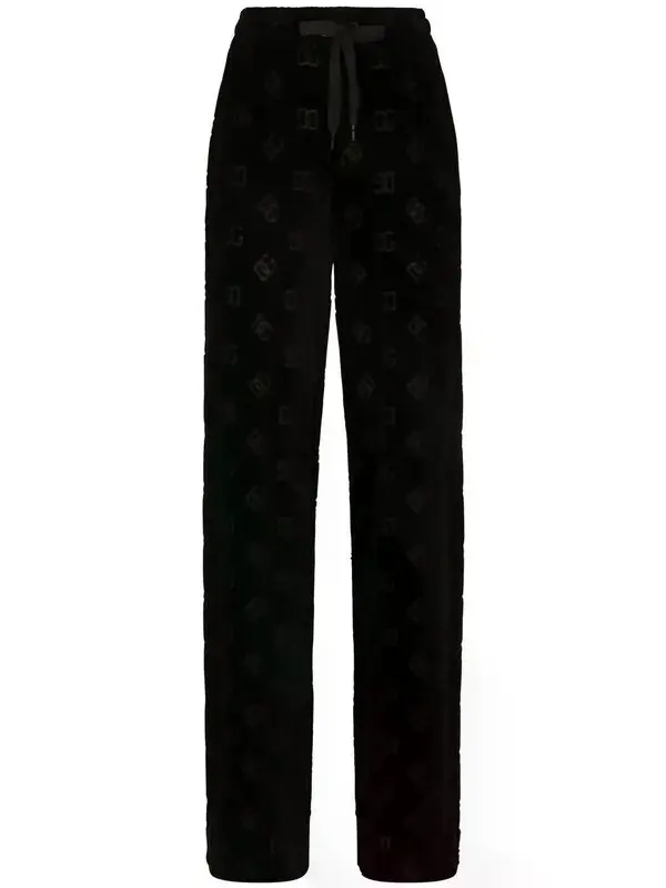 Dolce & Gabbana Dg-logo Flocked Track Pants - Black