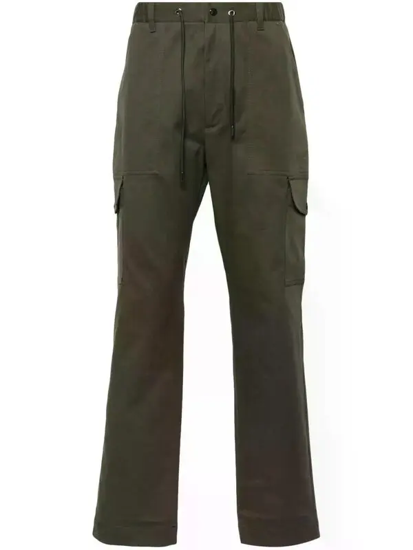 Moncler Logo-patch Straight-leg Trousers - Green