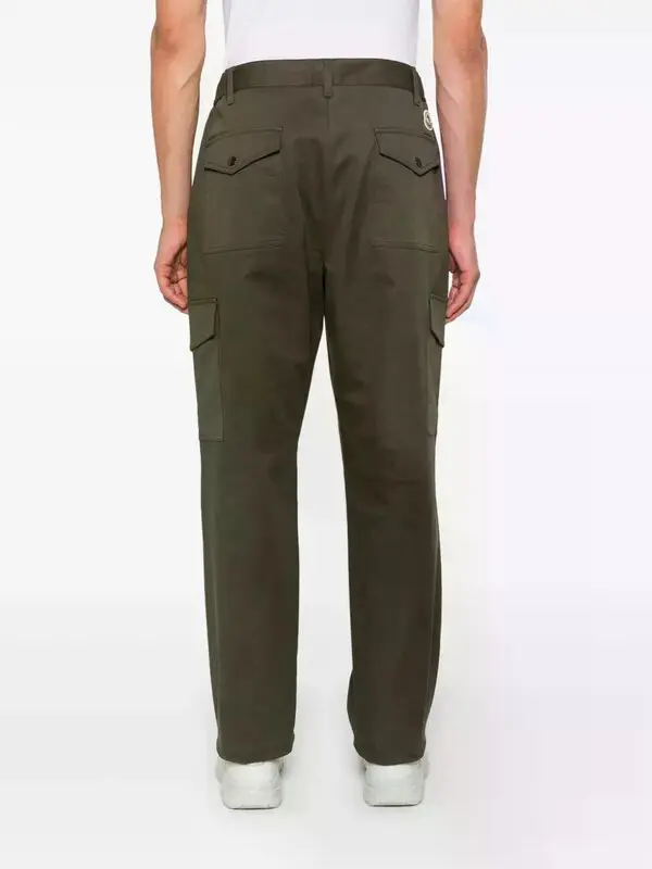 Moncler Logo-patch Straight-leg Trousers - Green