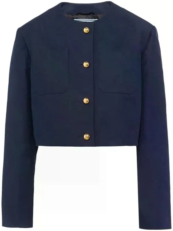 Prada Single-breasted Cropped Jacket - Blue