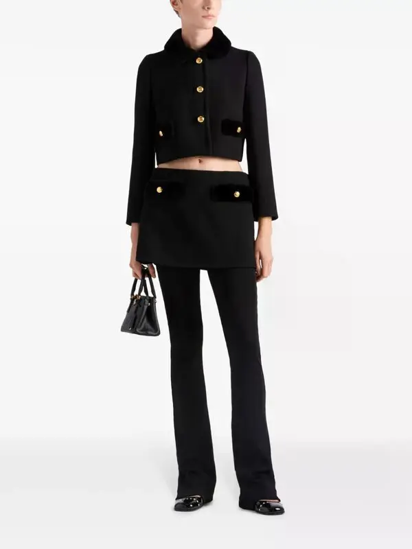 Prada Single-breasted Jacket With Shearling Trim