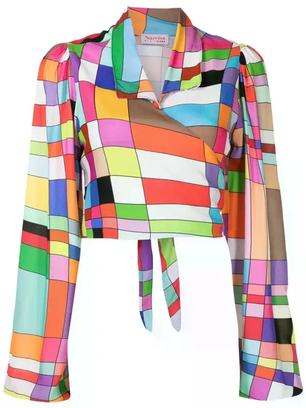 AMIR SLAMA Graphic-print Spread-collar Blouse - Multicolour