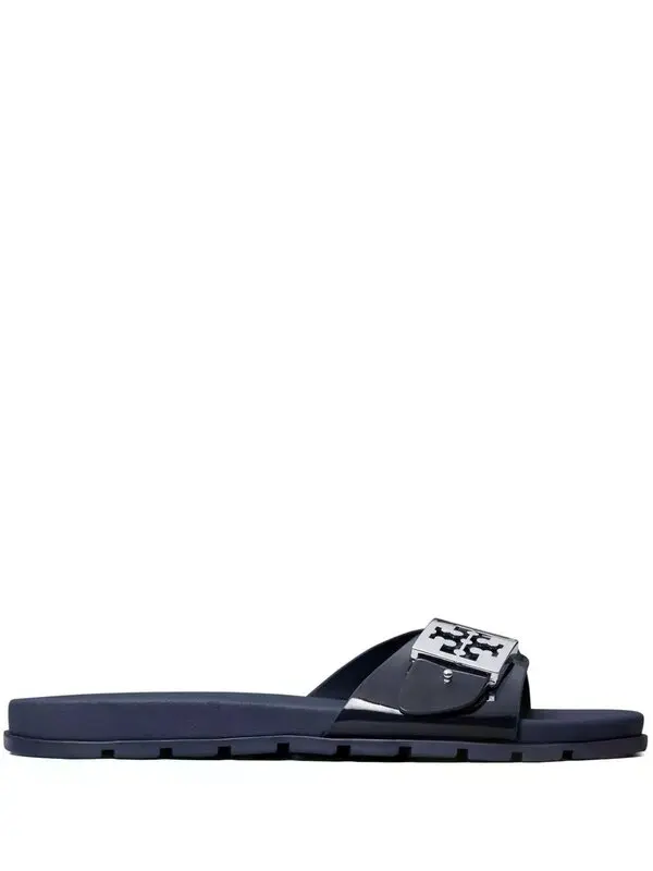 Tory Burch Mellow Slide Sandals With Decorative Buckle - Blue