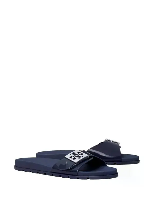 Tory Burch Mellow Slide Sandals With Decorative Buckle - Blue