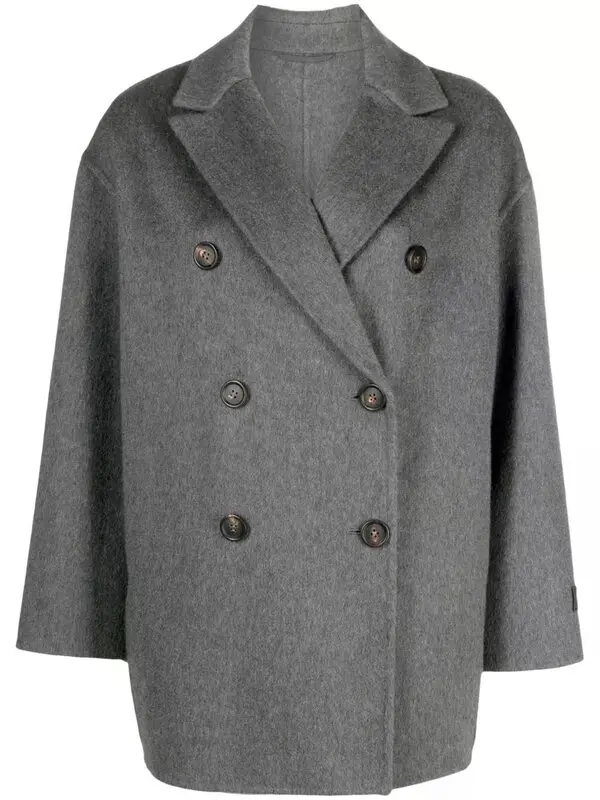 Brunello Cucinelli Cashmere Double-breasted Coat With Monili Chain Detail