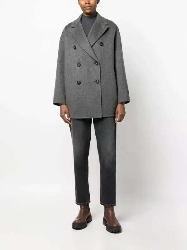 Brunello Cucinelli Cashmere Double-breasted Coat With Monili Chain Detail
