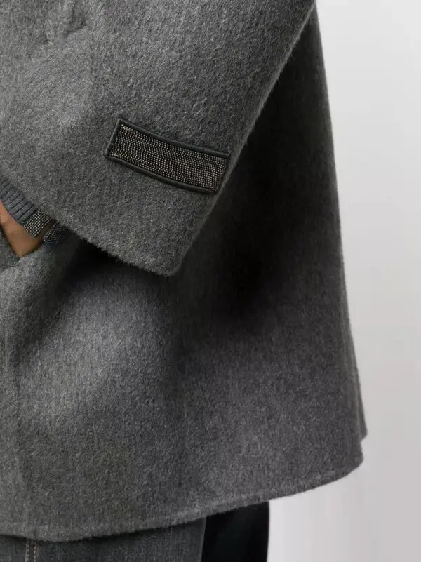 Brunello Cucinelli Cashmere Double-breasted Coat With Monili Chain Detail