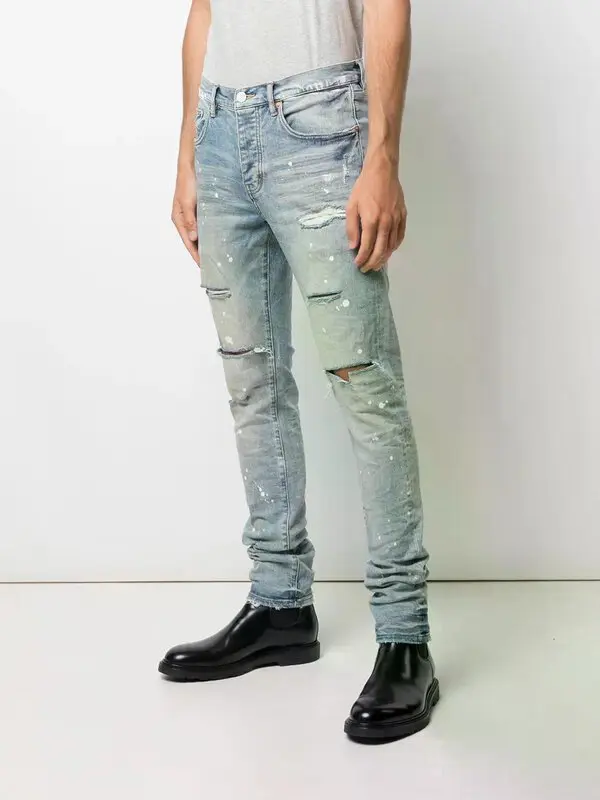 PURPLE BRAND Paint Splatter Slim-fit Jeans