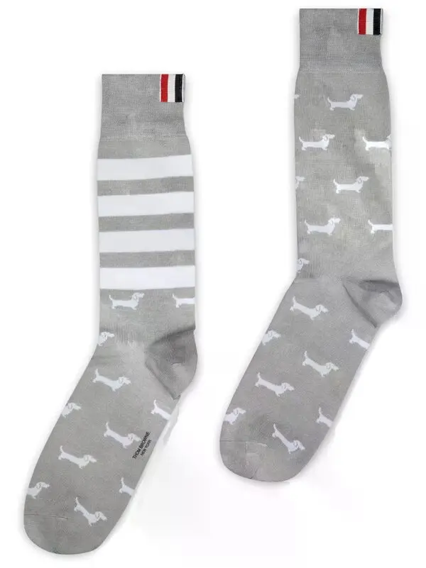 Thom Browne Printed-motif Mid-calf Socks