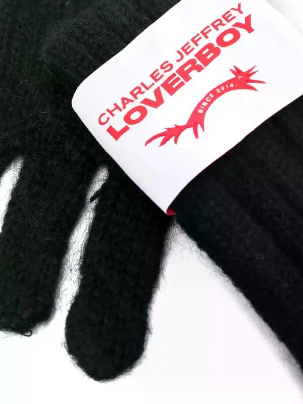 CHARLES JEFFREY Logo-patch Knitted Gloves - Black