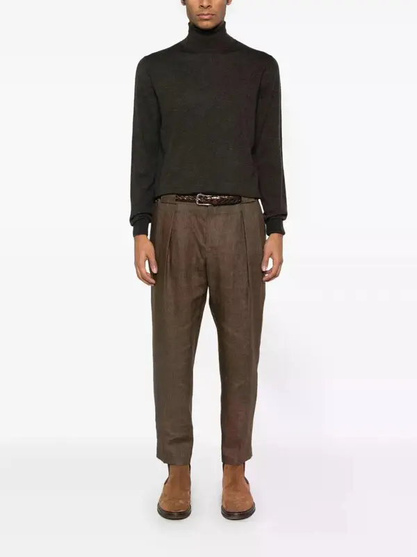 Canali Wool Roll Neck Sweater - Brown