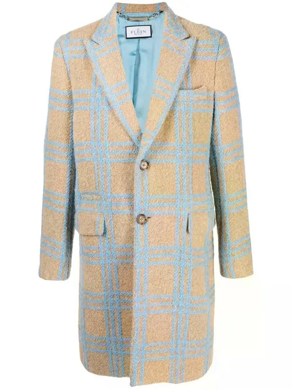 Philipp Plein Checked Single-breasted Coat - Neutrals