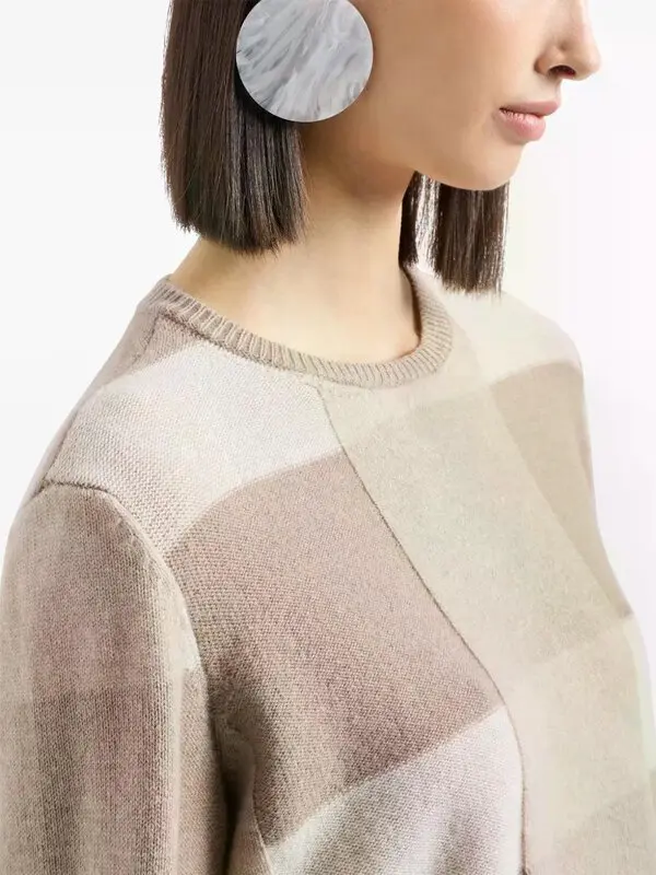 Emporio Armani Icon Checked Virgin Wool-cashmere Blend Sweater