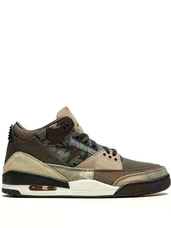JORDAN Air 3 Patchwork Camo Sneakers - Brown