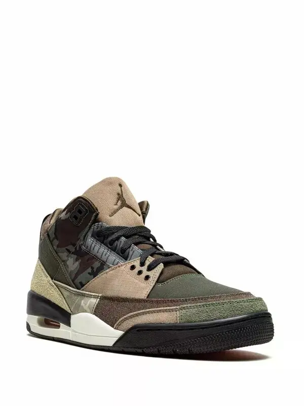 JORDAN Air 3 Patchwork Camo Sneakers - Brown