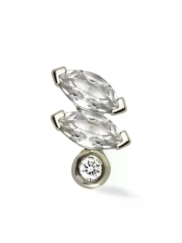 LARK & BERRY 14kt White Gold Sapphire And Diamond Single Earring - Silver
