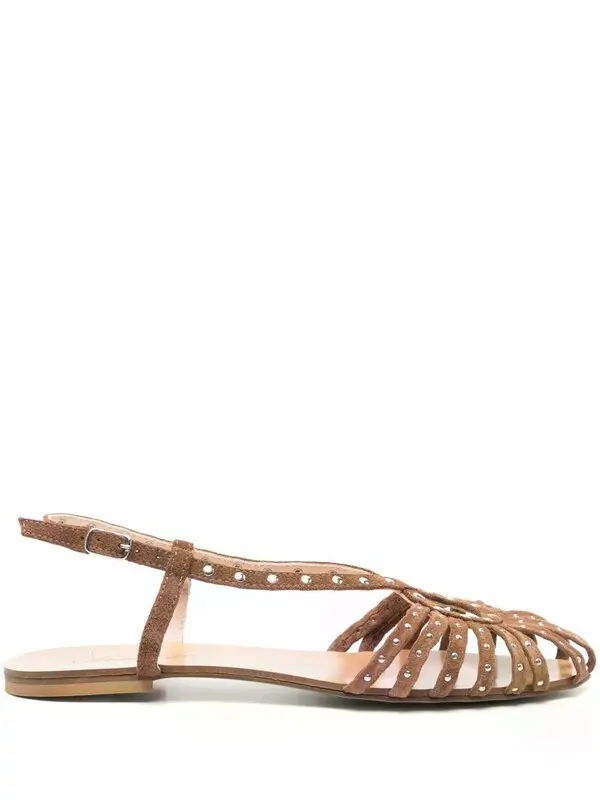 ANNA F. Suede Slingback Sandals - Brown