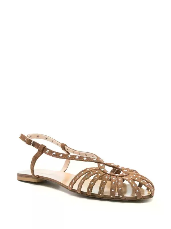 ANNA F. Suede Slingback Sandals - Brown