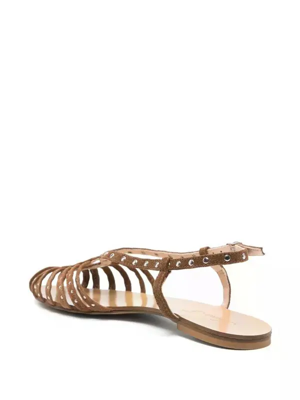 ANNA F. Suede Slingback Sandals - Brown