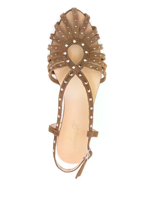 ANNA F. Suede Slingback Sandals - Brown
