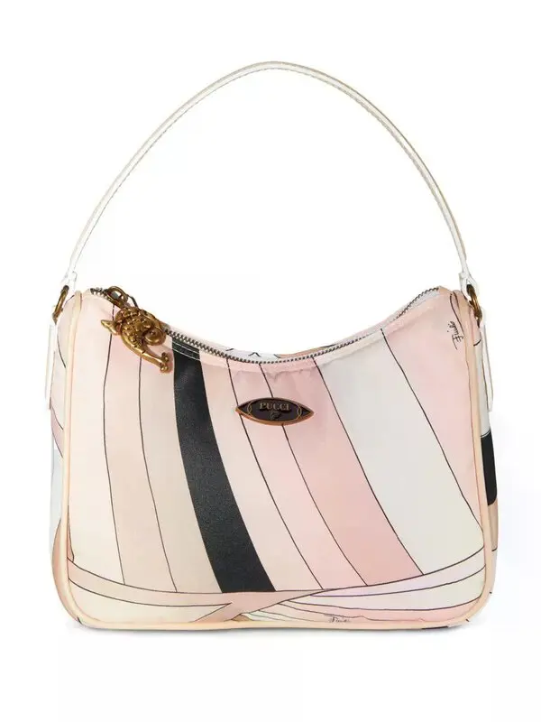 Emilio Pucci Yummy Printed Nylon Shoulder Bag With Leather Trim - Neutrals