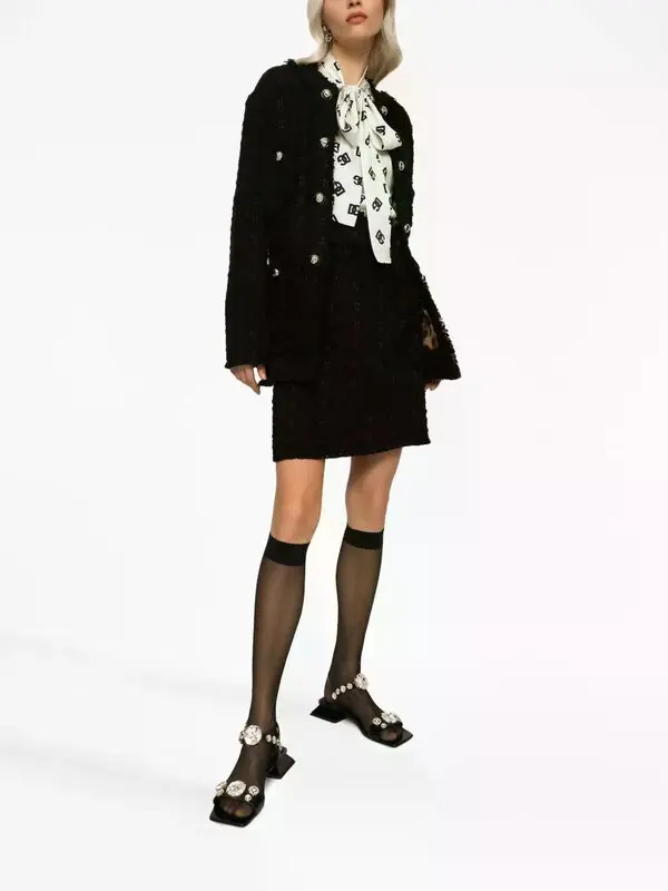 Dolce & Gabbana Side-slit Rush-stitch Midi Skirt