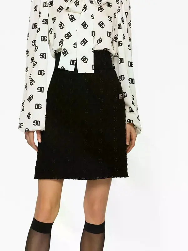 Dolce & Gabbana Side-slit Rush-stitch Midi Skirt