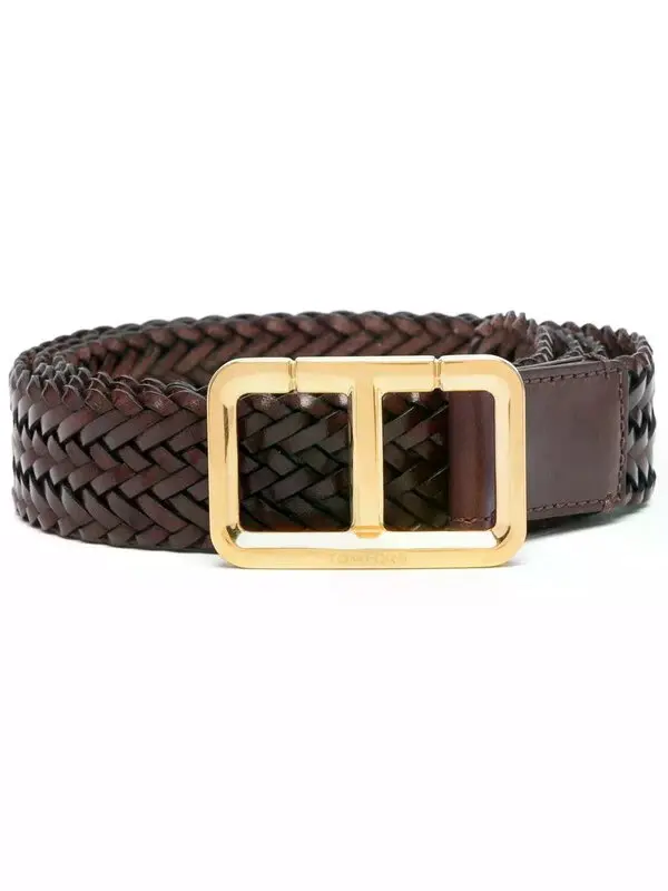 TOM FORD Interwoven Leather Belt - Brown