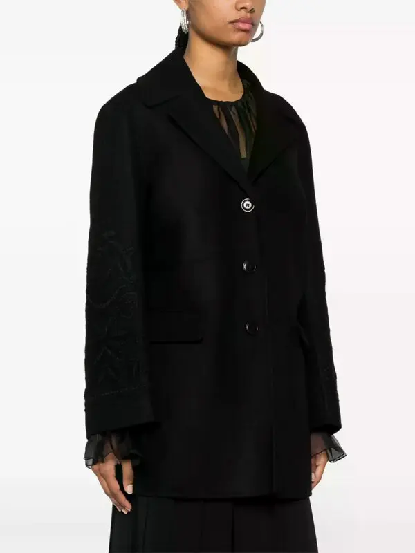 Ermanno Scervino Floral Embroidery Virgin Wool Coat