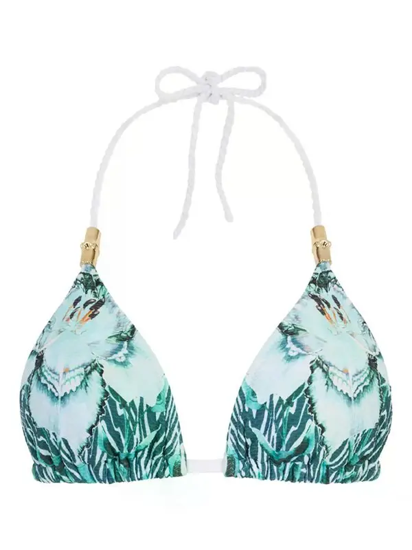 TEMPERLEY LONDON Liana Graphic-print Triangle Bikini Top - Blue