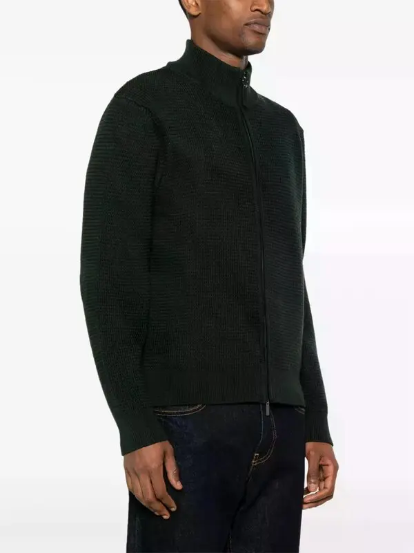 Canali Waffle-knit Wool Cardigan