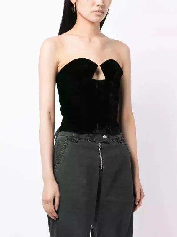 Rokh Cut-out Velvet-effect Bustier