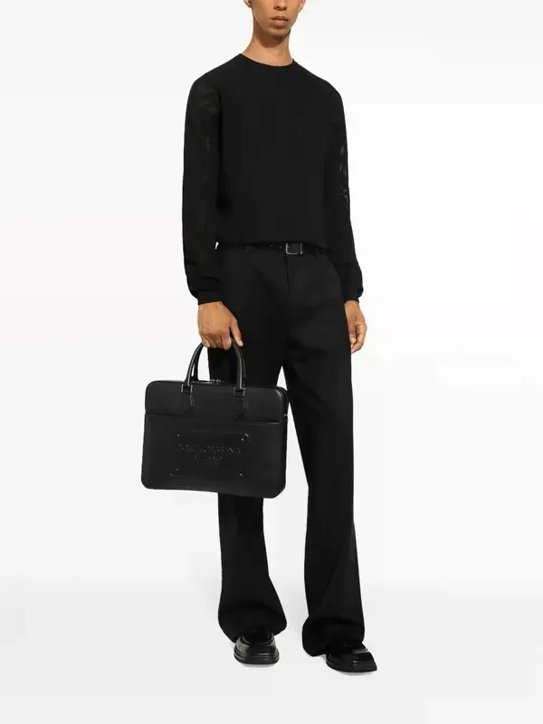 Dolce & Gabbana Logo-embossed Leather Laptop Bag