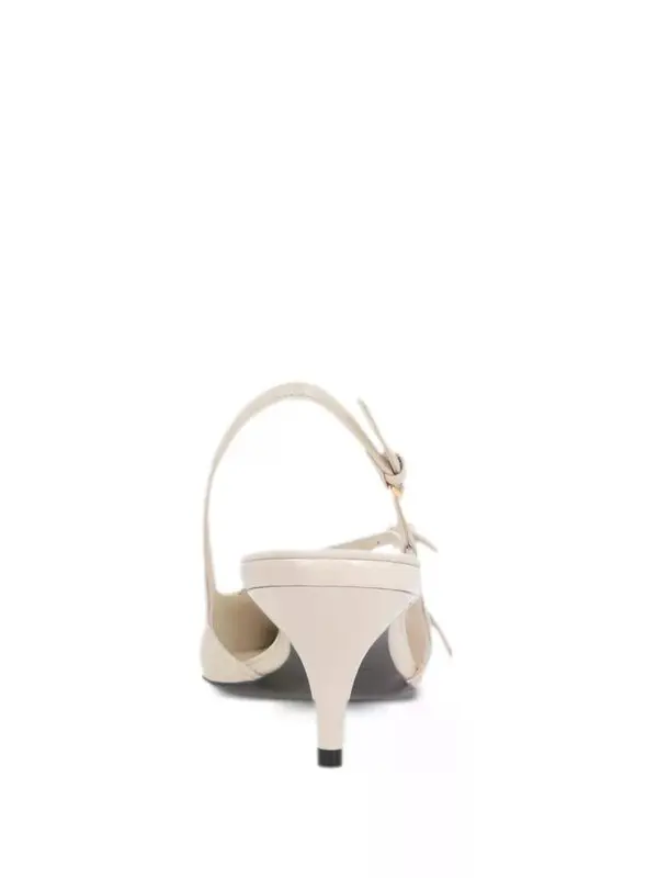 Miu Miu Buckled Patent Slingback Pumps - Neutrals