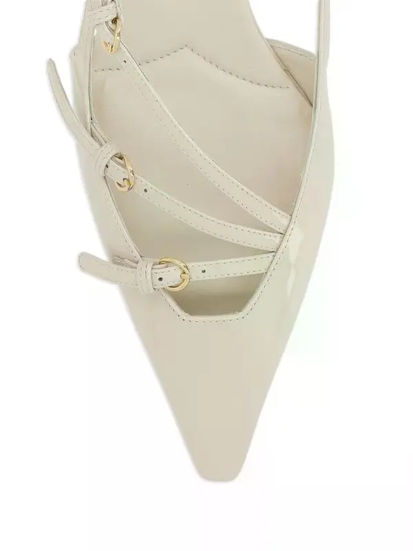 Miu Miu Buckled Patent Slingback Pumps - Neutrals