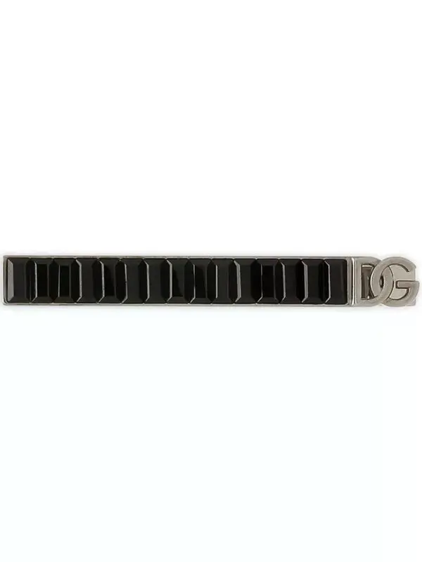 Dolce & Gabbana Logo-plaque Crystal-embellished Tie Clip - Silver