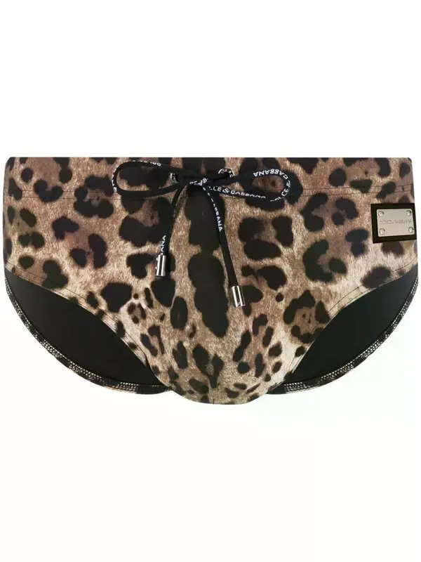 Dolce & Gabbana Leopard-print Swim Briefs - Brown