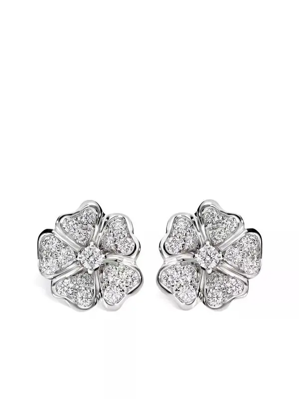 LEO PIZZO 18kt White Gold Flora Diamond Earrings - Silver