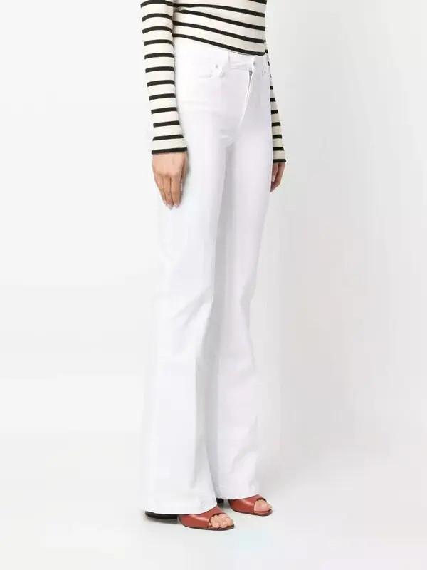 Paige Mid-rise Flared Jeans - White